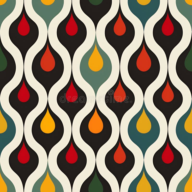 Retro Pattern with Teardrop Shapes Stock Illustration - Illustration of ...