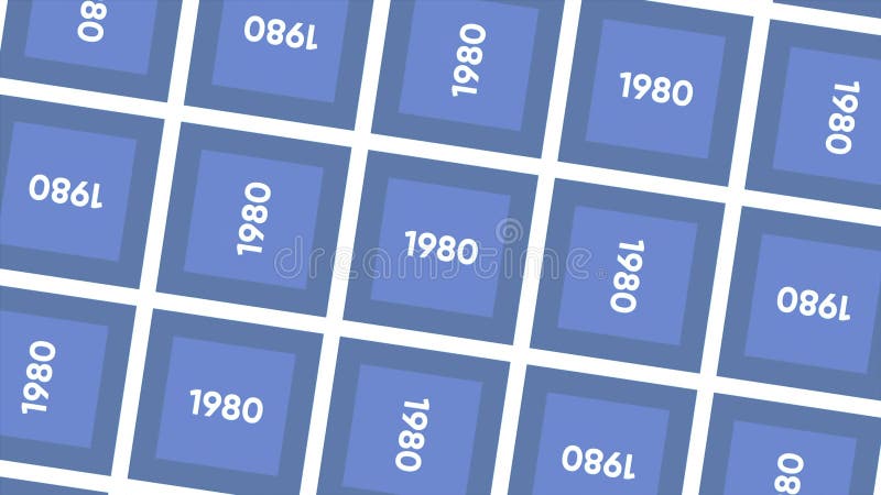 Retro Pattern with 1980 Year in Blue Squares on a White Background ...