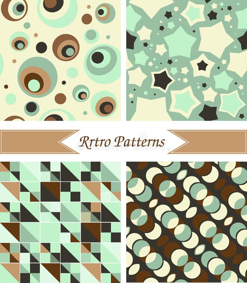 Retro Abstract Vector Seamless Patterns Stock Vector - Illustration of ...