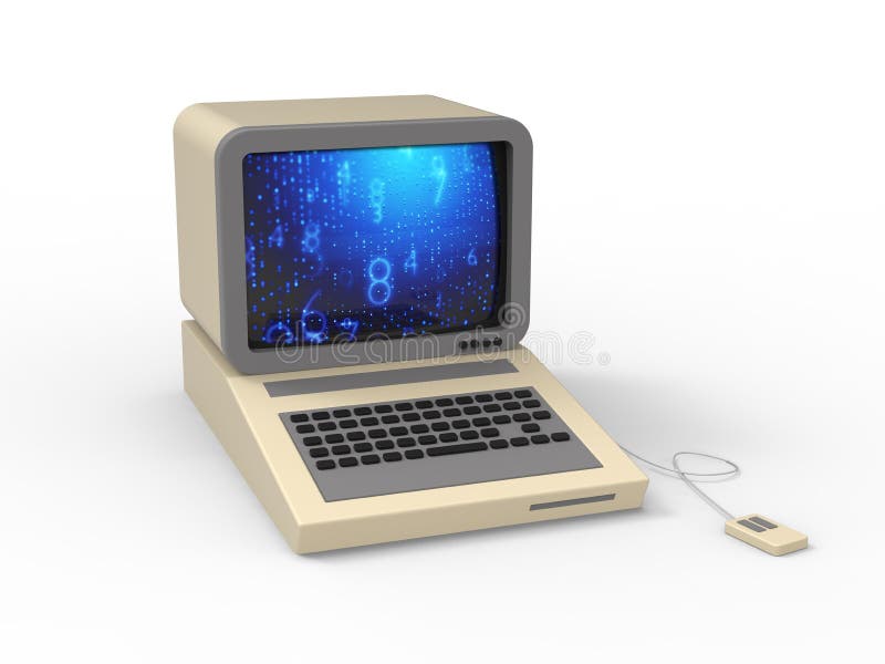 Retro PC Computer Desktop Concept with Futuristic Background on the ...