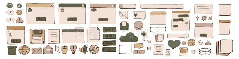 Retro Pc Elements, User Interface, Operating System, Windows, Icons in ...