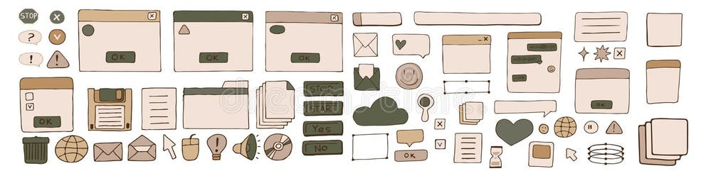 Retro Pc Elements, User Interface, Operating System, Windows, Icons in ...