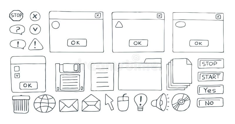 Retro Pc Elements, User Interface, Operating System, Windows, Icons in ...