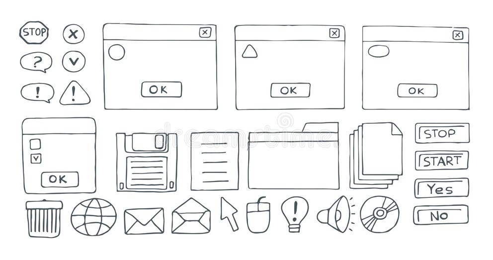 Retro Pc Elements, User Interface, Operating System, Windows, Icons in ...