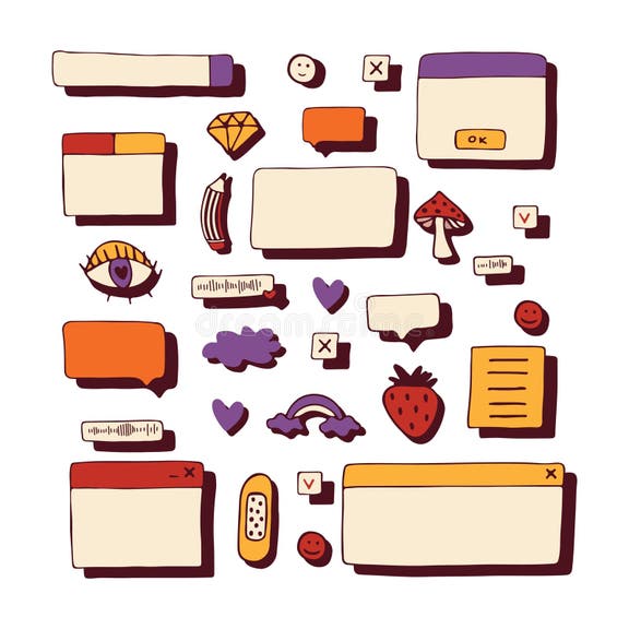 Retro Pc Elements, User Interface, Operating System, Windows, Icons in ...