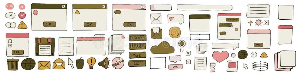 Retro Pc Elements, User Interface, Operating System, Windows, Icons in ...