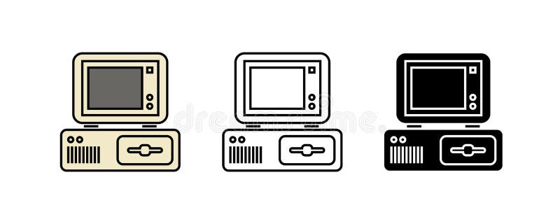 Retro pc icon stock vector. Illustration of aged, coding - 247210394