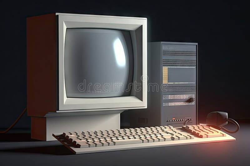 Retro PC Mock Glowing White Screen Studio Light 3D Rendering Stock ...