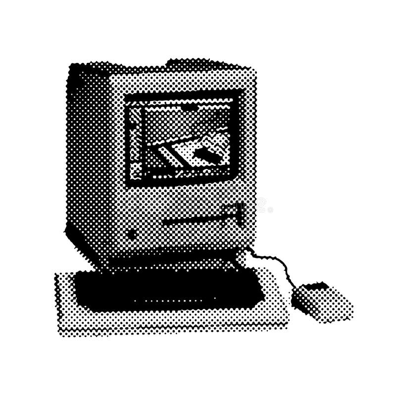 Retro PC Offset Element for Trendy Collage. Vector Retrofuturistic ...