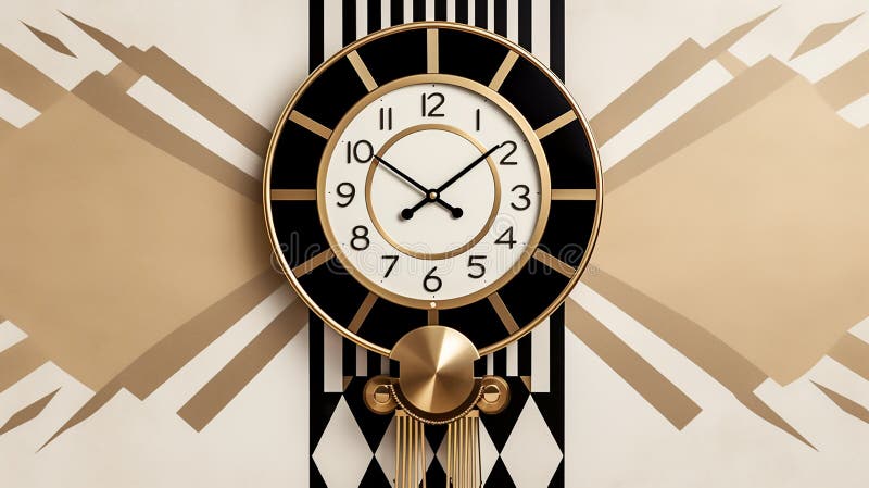 Retro Pendulum Wall Clock Against a Backdrop of Black and White ...
