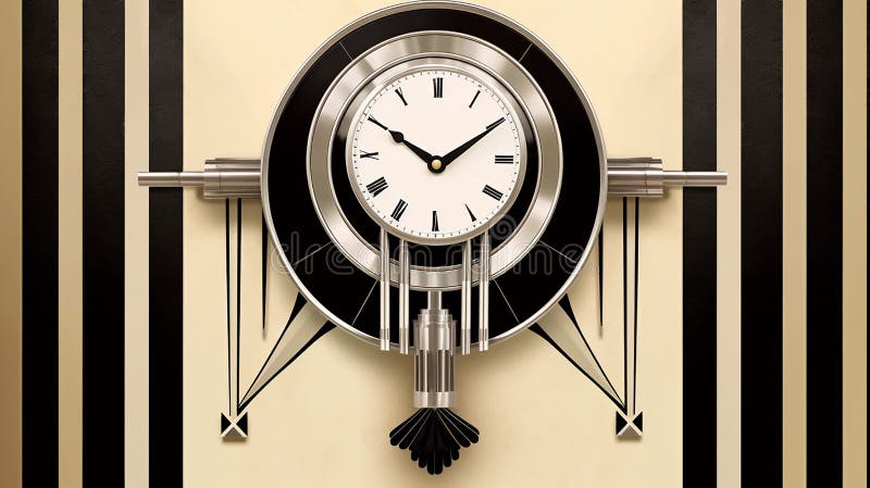 Retro Pendulum Wall Clock Against a Backdrop of Black and White ...