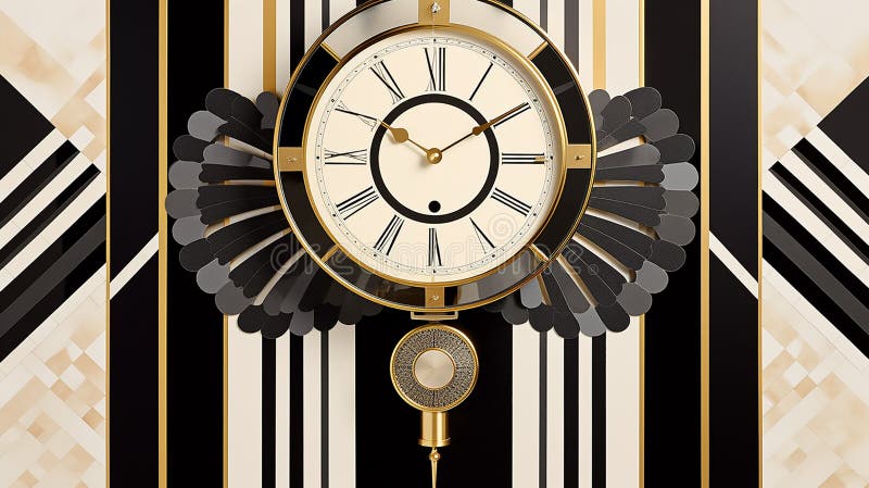 Retro Pendulum Wall Clock Against a Backdrop of Black and White ...