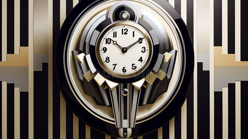 Retro Pendulum Wall Clock Against a Backdrop of Black and White ...