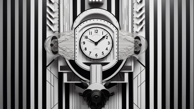 Retro Pendulum Wall Clock Against a Backdrop of Black and White ...
