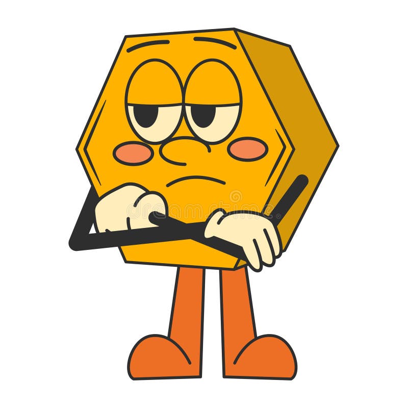 Retro Pensive Character Illustration with Outline Stock Vector ...