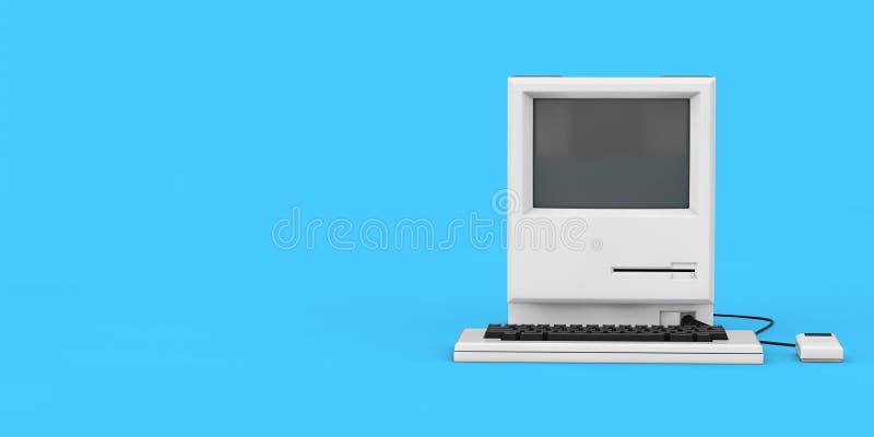 Retro Personal Computer The System Unit Monitor Keyboard And Mouse 3d Rendering Stock
