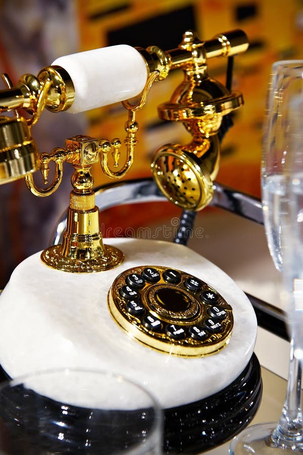 Retro gold phone. stock photo. Image of classic, retro - 13596572