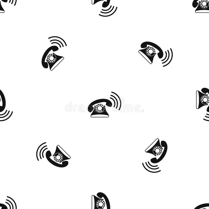 Retro Phone Pattern Seamless Black Stock Vector - Illustration of ...