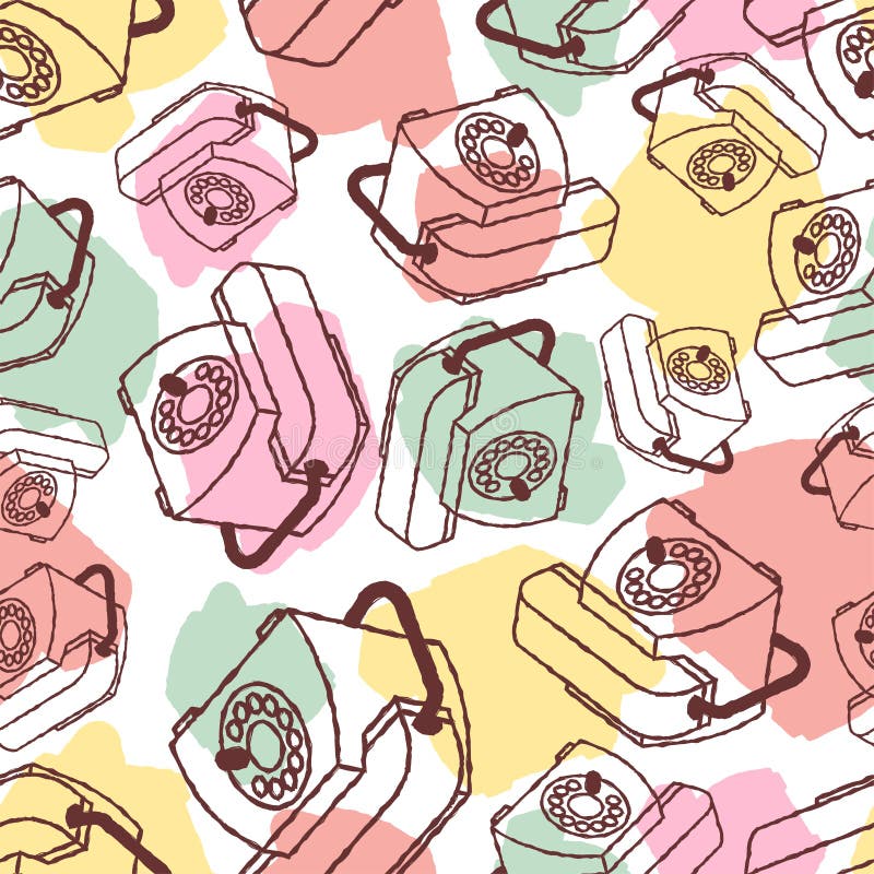 Seamless Telephone Pattern, Telephone Background, Wallpaper Vector ...