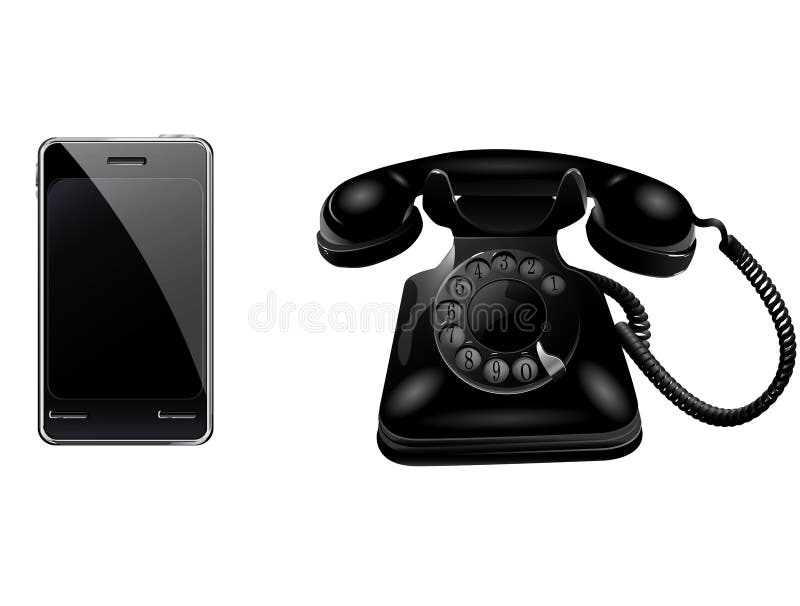 Retro Phone and Smart Phone Stock Vector - Illustration of antique ...