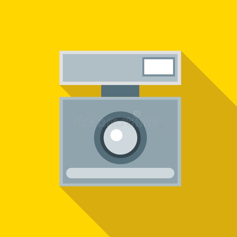 Retro Photo Camera Icon, Flat Style Stock Vector - Illustration of ...