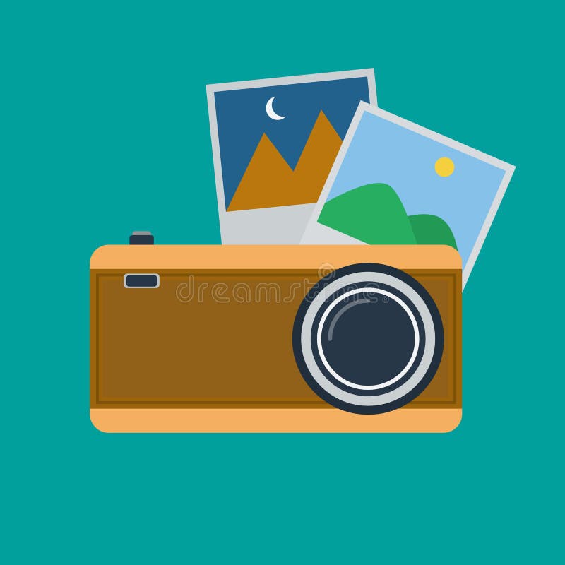 Retro Photo Camera and Photo Frames Flat Design Stock Vector ...