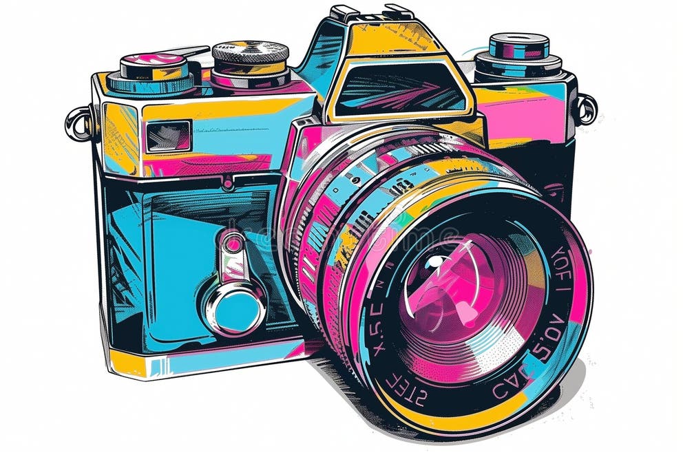 Retro Photo Camera in Pop Art Style Ai Photo Stock Illustration ...