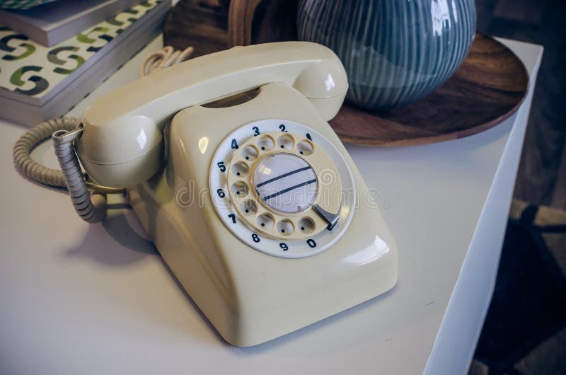Retro Photo of Classic Telephone on Desk Stock Image - Image of ancient ...