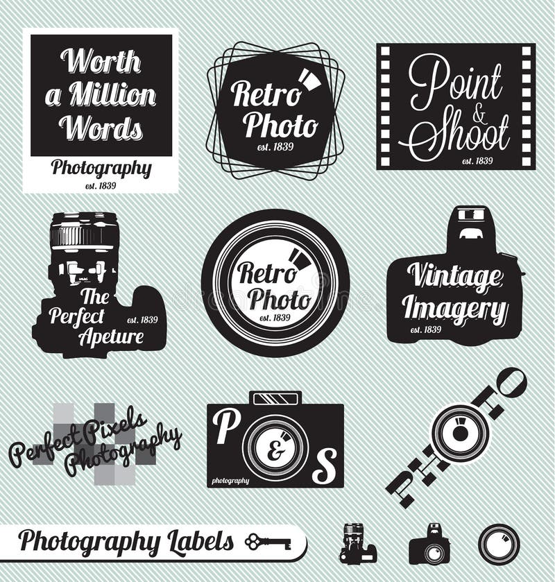 Retro Photography Labels and Stickers Stock Vector - Illustration of ...