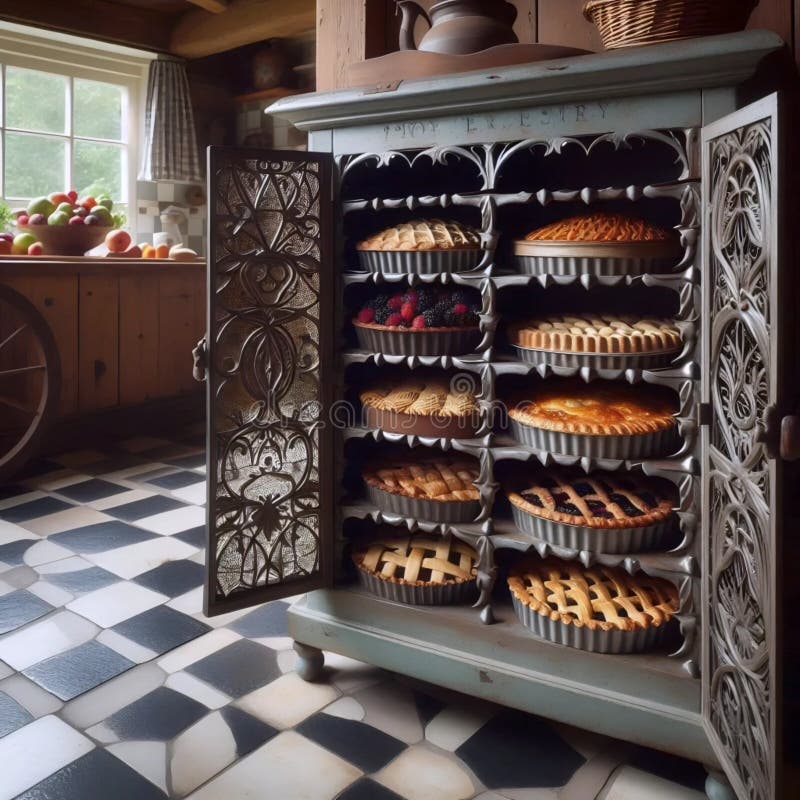 Retro Pie Safe Cabinet, Ai Generated Image Stock Image - Image of decor ...