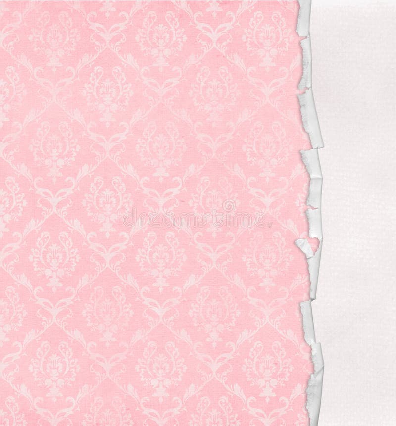 Retro Pink Damask Design with Torn Edge Stock Illustration ...