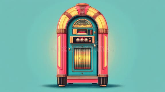 Retro Pink and Teal Jukebox Illustration Stock Illustration ...