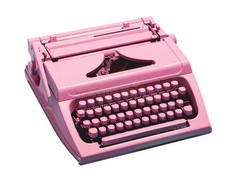Retro Pink Typewriter Isolated on White Stock Photo - Image of isolated ...
