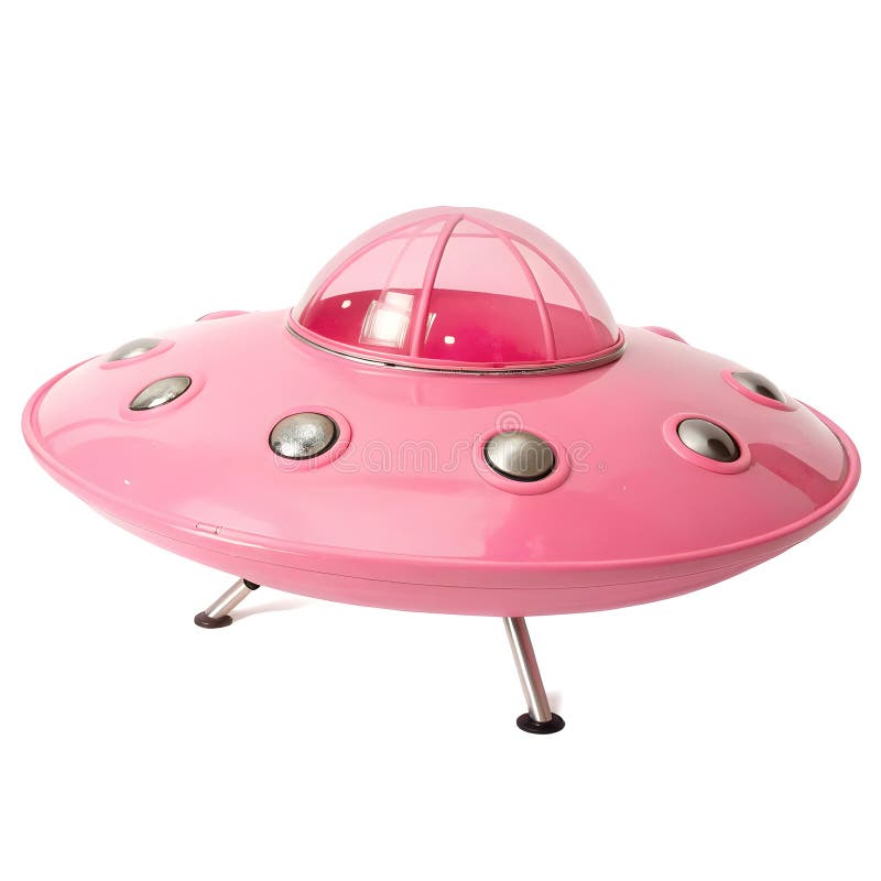 Retro Pink UFO Isolated on White Background Stock Illustration ...