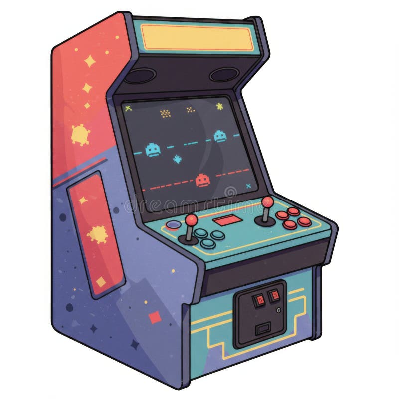 Retro Pixel Art Arcade Game Machine Stock Illustration - Illustration ...