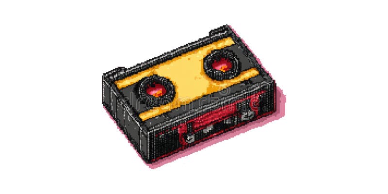 Retro Pixel Art Cassette Tape Isolated on Transparent Background Stock ...