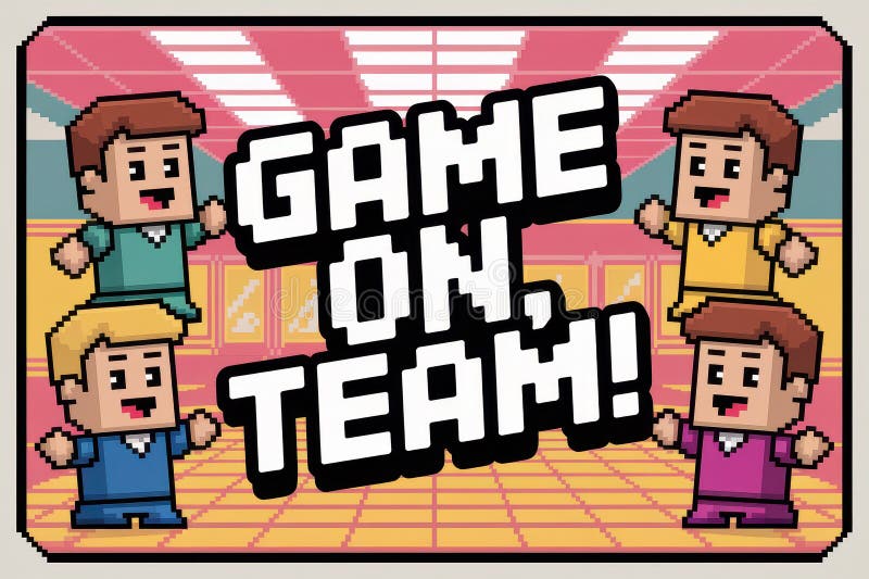 Retro Pixel Art Collaboration Theme with Animated Office Characters and ...