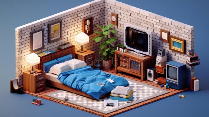 Isometric Pixel Art of Fantasy Castle Stock Illustration - Illustration ...