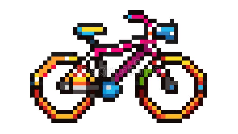 Retro Pixel Art Racing Bicycle Icon, Vector Design Generative AI Stock Vector - Illustration of ...