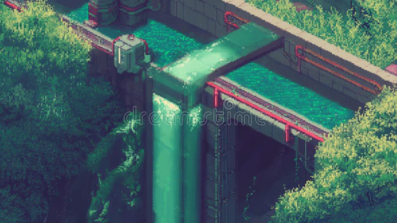Retro Pixel Art Texture with Dithering Effect Depicting Futuristic ...