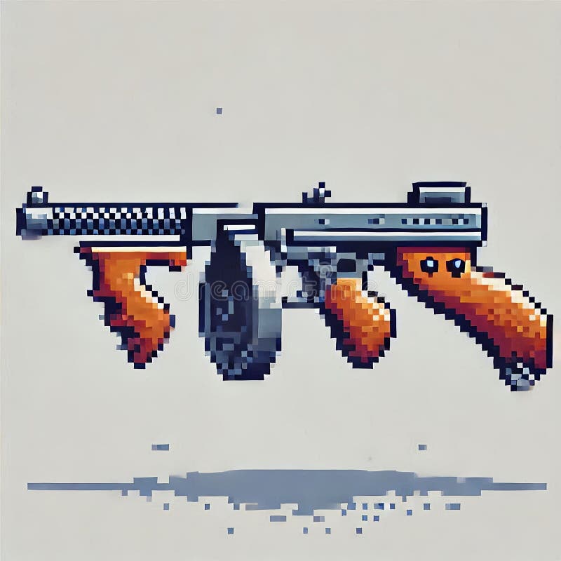 Retro Pixel Automatic Weapon Stock Illustration - Illustration of ...