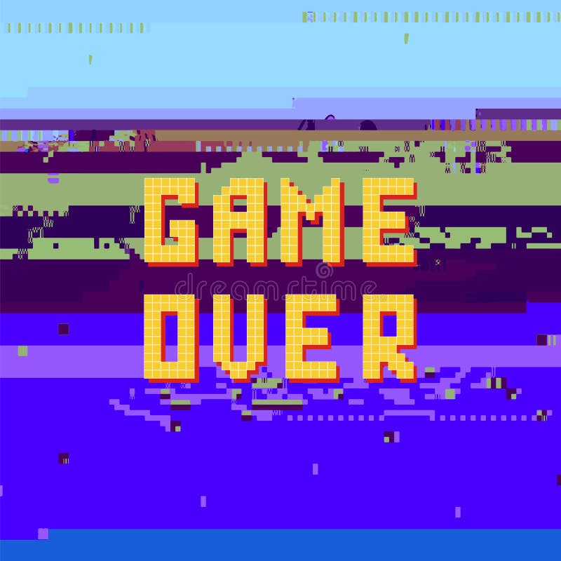 Retro Pixel Game Over Sin on Glitch Banner. Gaming Concept. Video Game ...