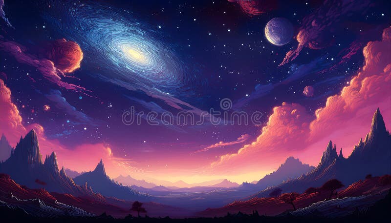 Retro Pixelated Galaxy - a Pixel Art Galaxy with a Gradient Background ...