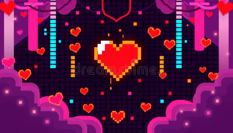 Retro Pixelated Heart: Nostalgic Gaming Vibes, Generative Ai Stock ...
