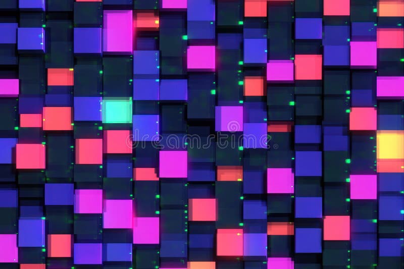 Retro Pixelated Neon Game Glitch Texture with Animated Square Tiles ...