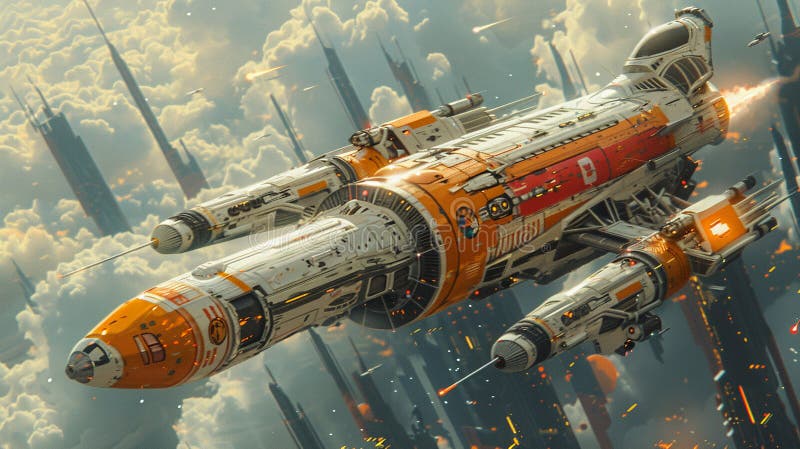 Retro Pixelated Spacecraft for a Sci-Fi Adventure Ships Blur into a ...