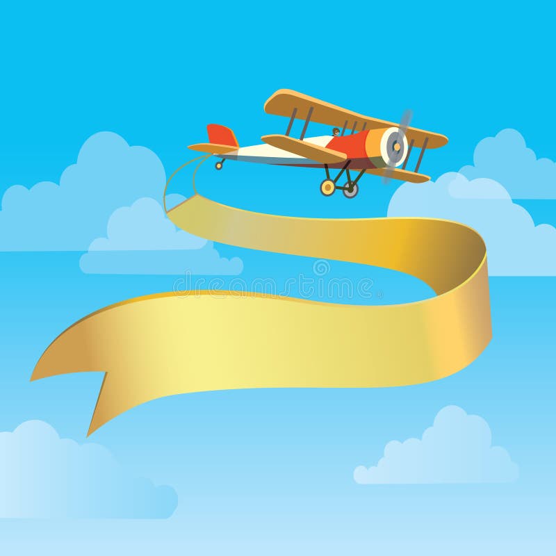 Retro plane with banner stock vector. Illustration of pilot - 62618532