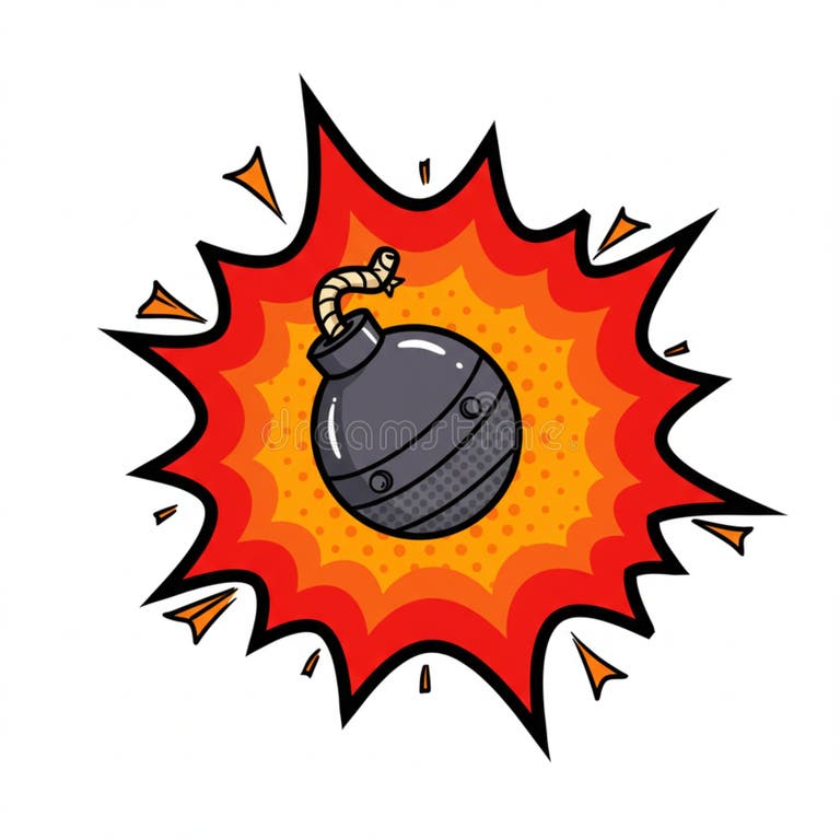 Retro Pop Art Bomb Explosion Design Element Graphic Red Boom Fire Comic ...