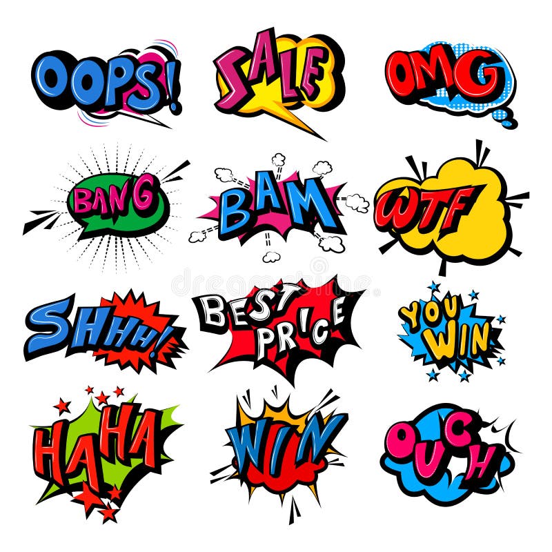 Retro Pop Art Comic Style Chat or Speech Bubble Sound Effect and ...