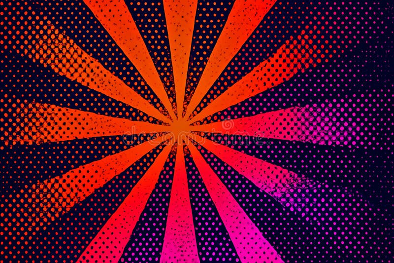 Retro Pop Art Comic Style Halftone Burst Background in Red, Orange, and ...